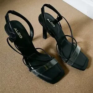 Aldo | Shoes | Aldo Juliet High Heeled Strap Sandals In Black Size 75 ...